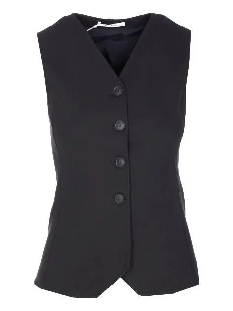 Max Mara V-neck Button-up Gilet - Black