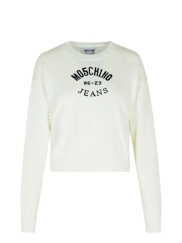 Moschino Logo Intarsia Crewneck Jumper - White