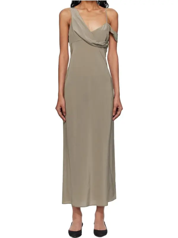 ST. AGNI Long Dress With Train And Asymmetrical Neckline - Multicolor