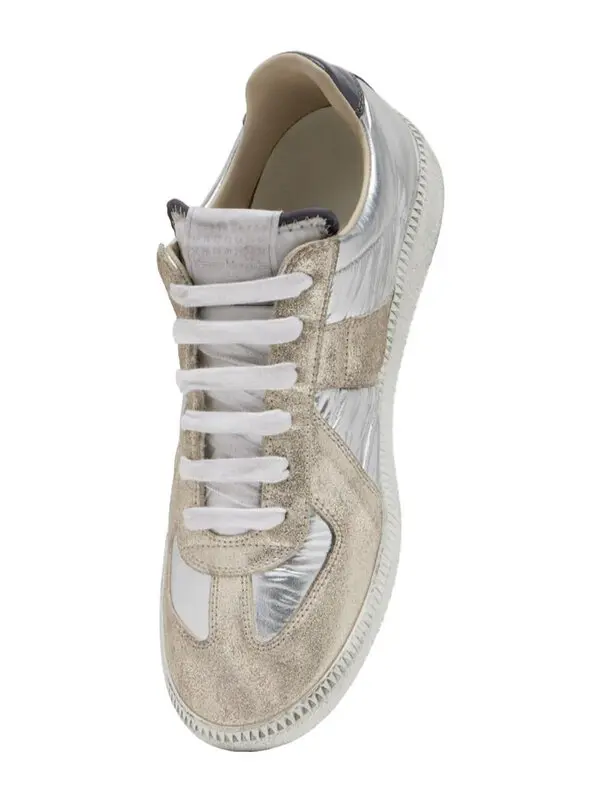 MAISON MARGIELA Low-top Sneakers With Embossed Plaque - Silver