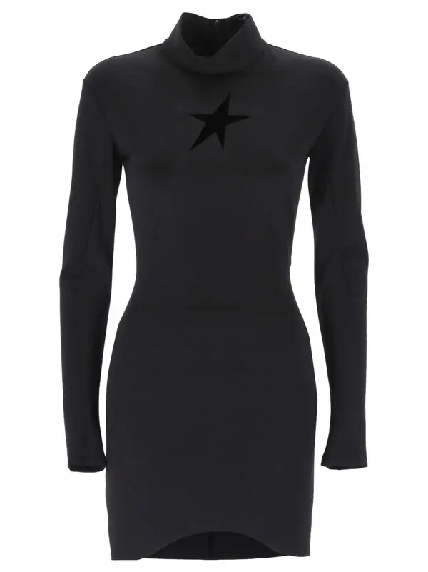 MUGLER Star Cut-out Long Sleeve Dress - Black