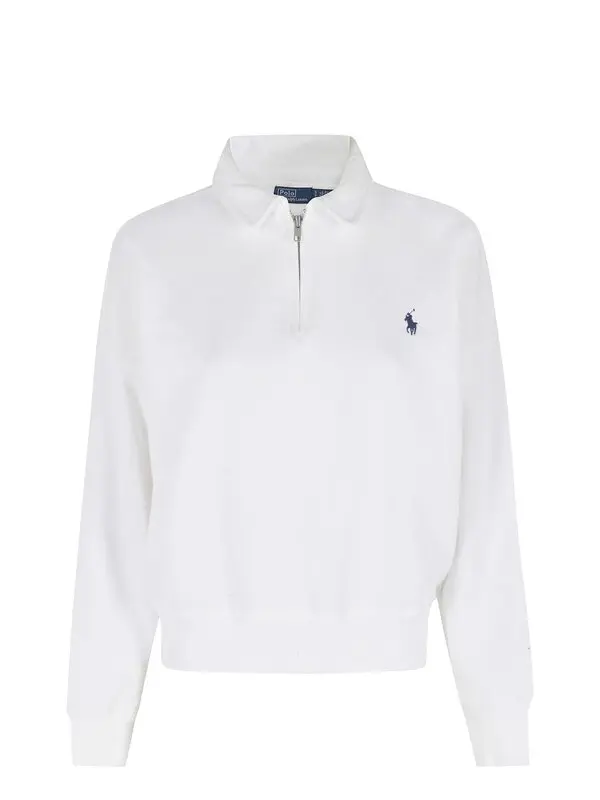 Polo Ralph Lauren Embroidered Polo Pony Quarter-zip Sweatshirt - White