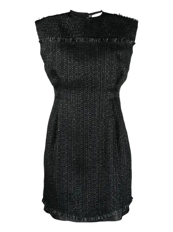 LANVIN Frayed Raffia-tweed Minidress - Black