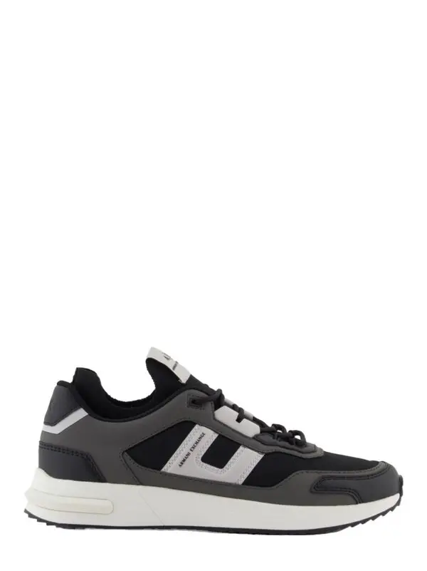 Armani Exchange Lace-up Sneakers With Contrasting Details - Grey