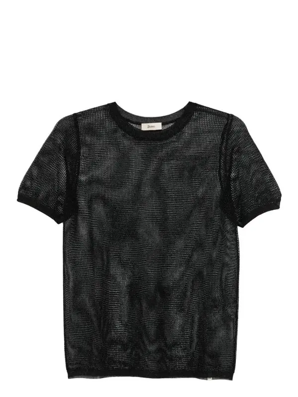 Herno Open-knit Crewneck T-shirt - Black