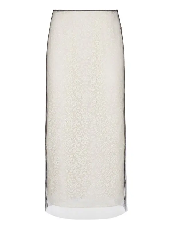 Fendi Lace Mesh Midi Skirt - White