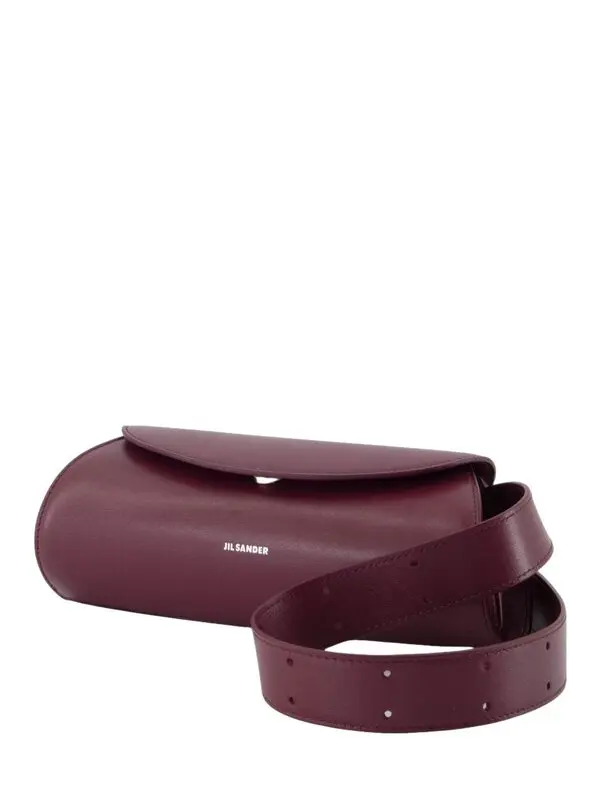 JIL SANDER Cannolo Logo Printed Mini Clutch Bag - Red