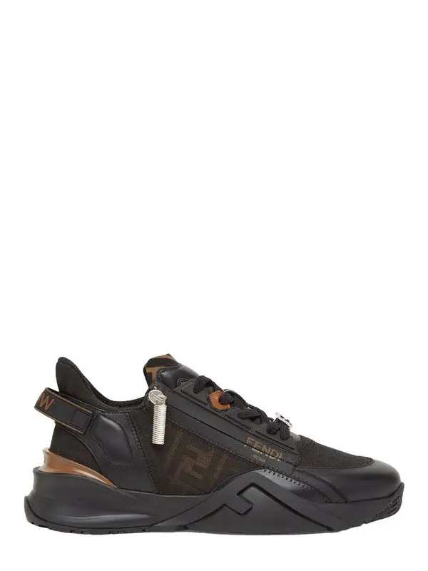 Fendi Flow Ff Jacquard Low-top Sneakers - Black
