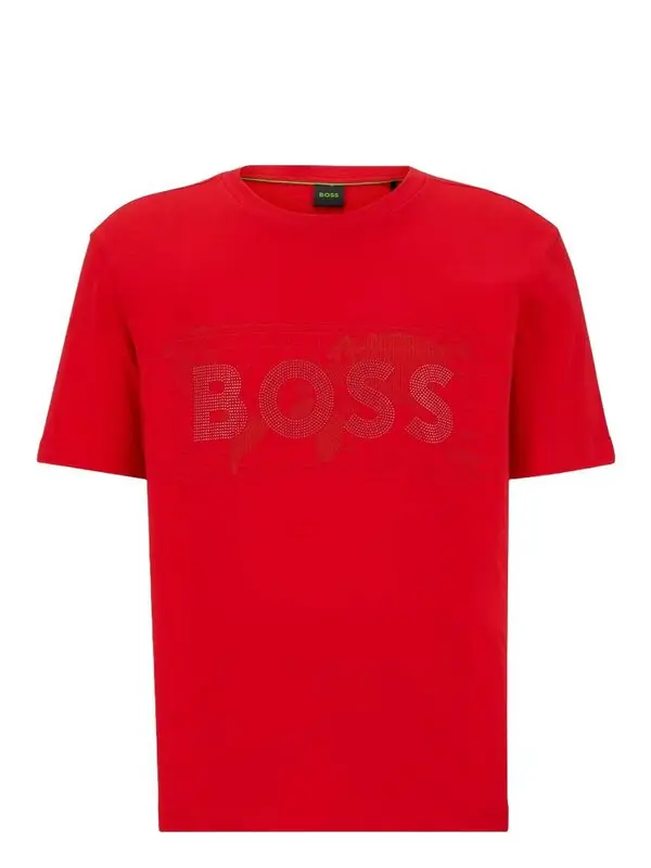 Hugo Boss Logo-studded Cotton T-shirt - Red