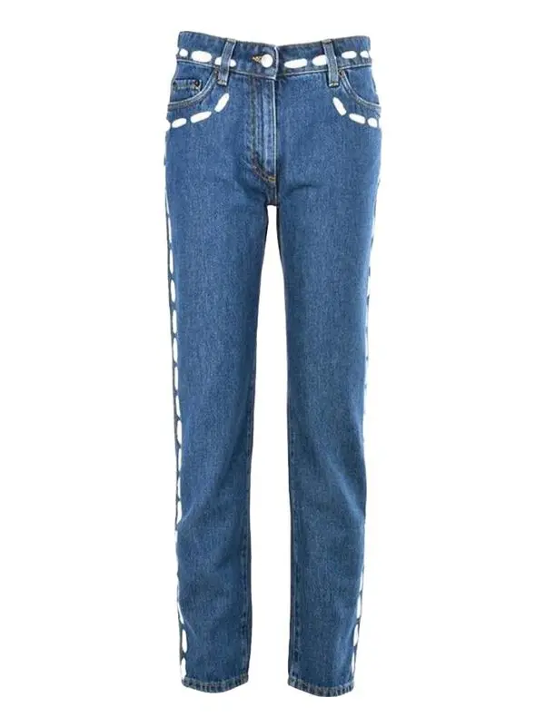 Moschino Straight Leg Jeans With Contrast Piping - Blue