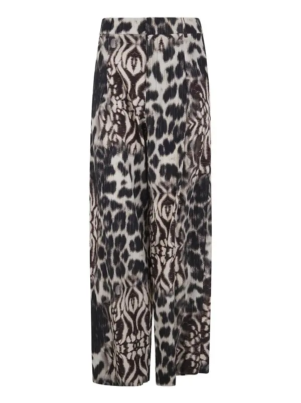 PIERRE-LOUIS MASCIA Animal Print Wide Leg Trousers - Black