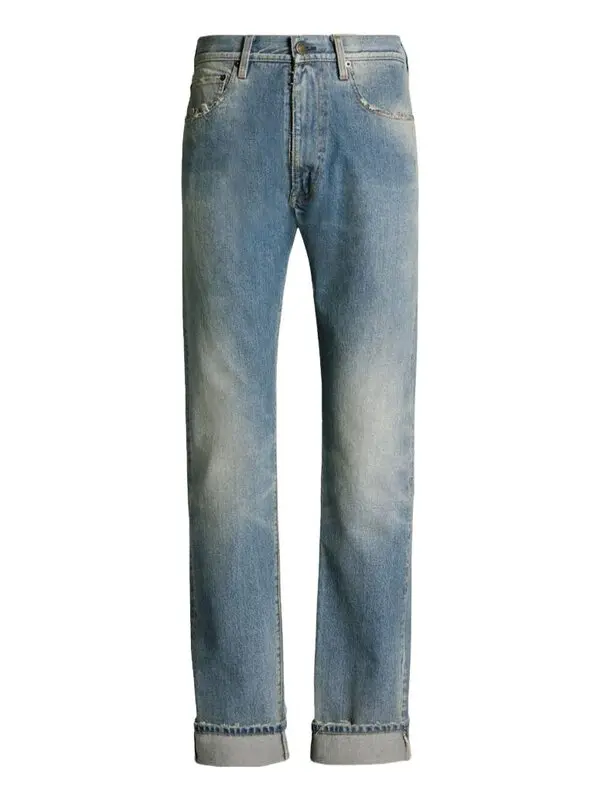 MAISON MARGIELA Distressed Belt Ring Denim Trousers - Blue