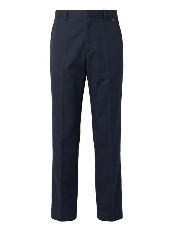 Gucci Web Detailed Twill Trousers - Dark Blue