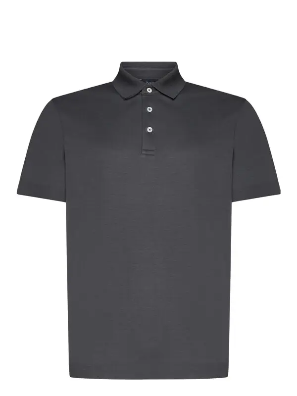 Herno Short-sleeved Knitted Polo Shirt - Black