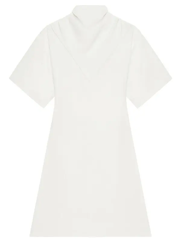 COURREGES Courrèges High Neck A-line Dress With Integrated Scarf - Traditional White