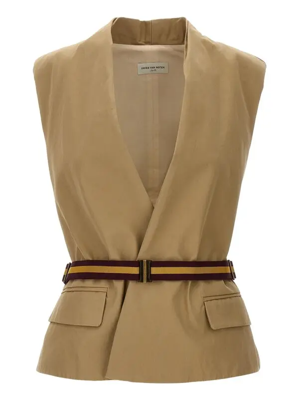 Dries Van Noten Adjustable Waist Vest - Brown