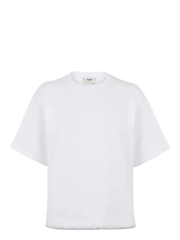 Fendi Jersey T-shirt With Crystal Embellishments - White