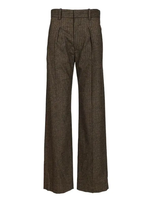 Isabel Marant Étoile Pinstriped Wide-leg Trousers - Dark Bronze