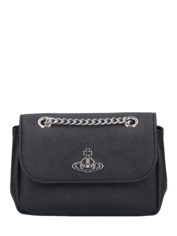 VIVIENNE WESTWOOD Logo Plaque Chain Shoulder Bag - Black