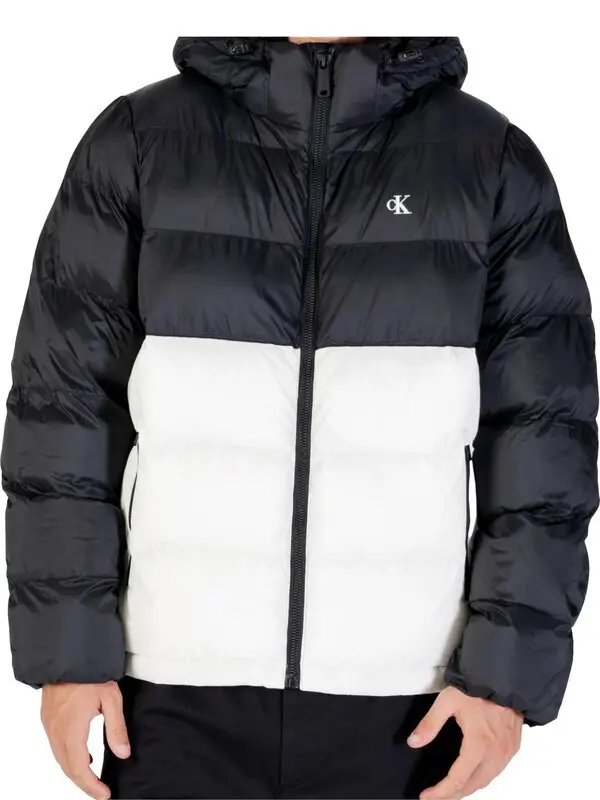 Calvin Klein Color Block Hooded Down Jacket - Black