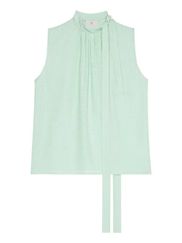 Givenchy Sleeveless Silk Top With Lavalliere Neck - Mint Green