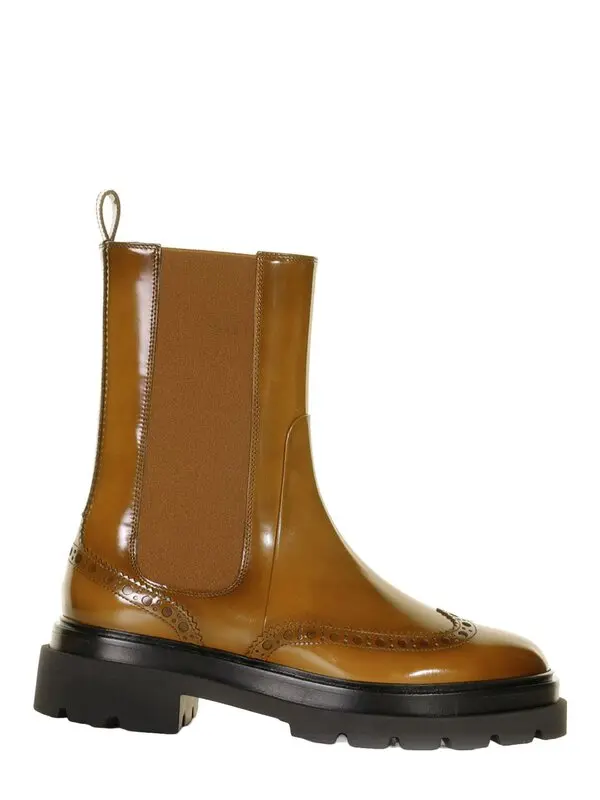 Santoni Round Toe Ankle Boots - Cognac Brown