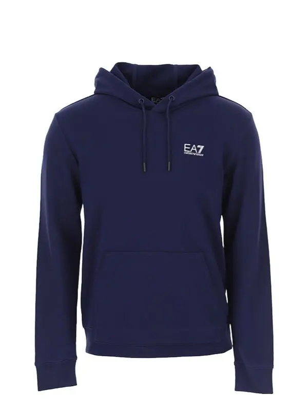 EA7 Logo Print Hoodie - Black