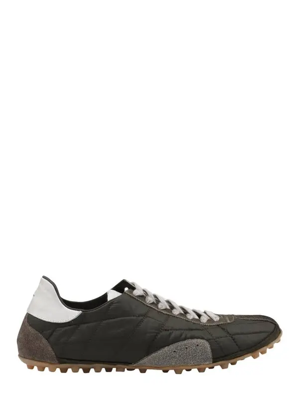 MAISON MARGIELA Quilted Suede Trim Sneakers - Dark Green And White