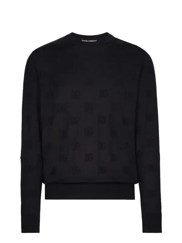 Dolce & Gabbana All-over Dg Inlay Crewneck Jumper - Black