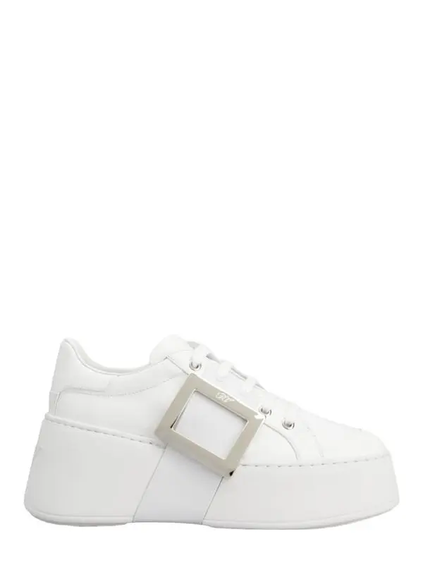 ROGER VIVIER Viv Skate Sneakers With Metal Buckle Detail - White