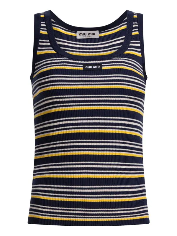 Miu Miu Striped Ribbed Vest - Blue