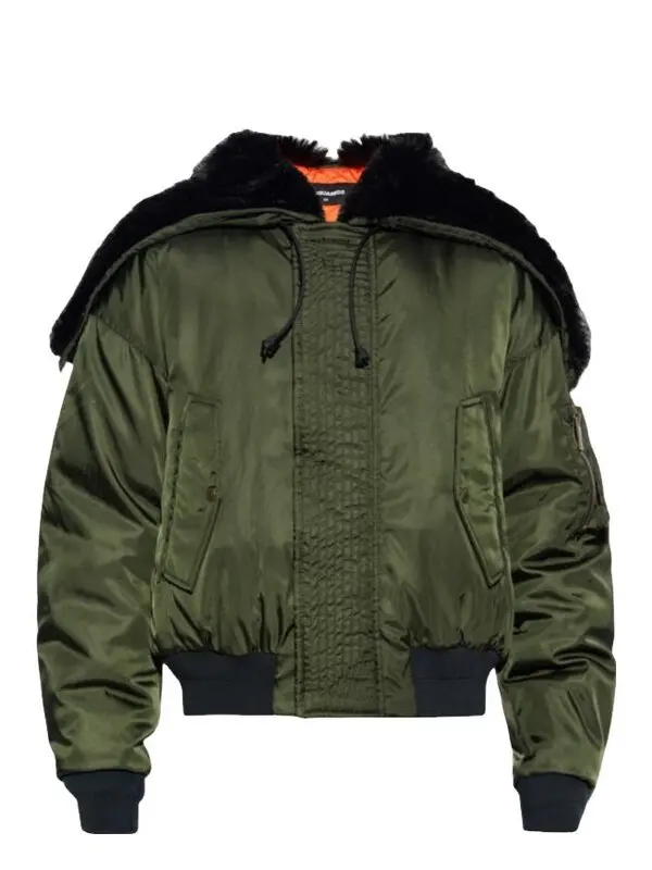 Dsquared2 Aviator Hooded Puffer Bomber Jacket - Green
