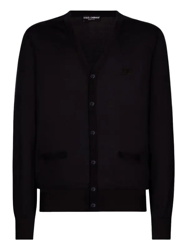Dolce & Gabbana Logo-embroidered V-neck Cardigan - Black