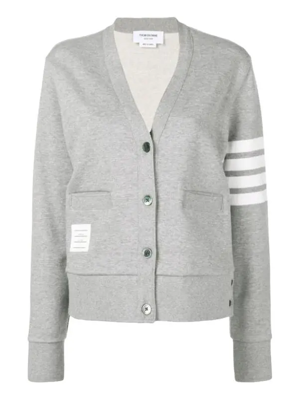Thom Browne Four-bar Sleeve Cardigan - Gray