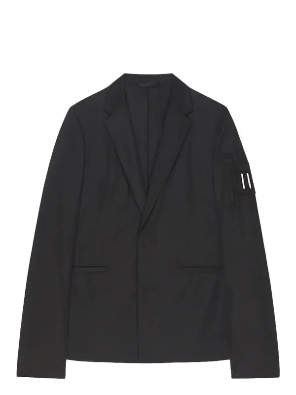 Givenchy Single-breasted Jacket With Notch Lapel And Zipper Pocket Detail - Black
