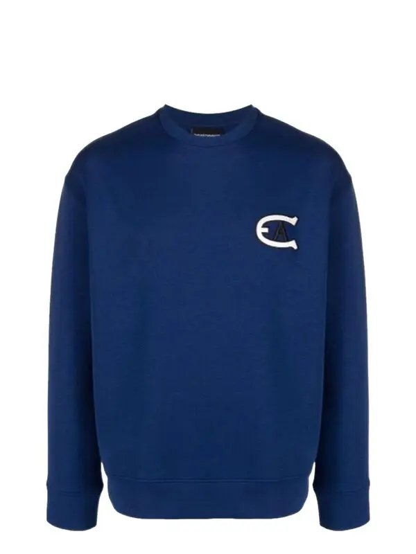 Emporio Armani Logo Print Crewneck Sweatshirt - Blue