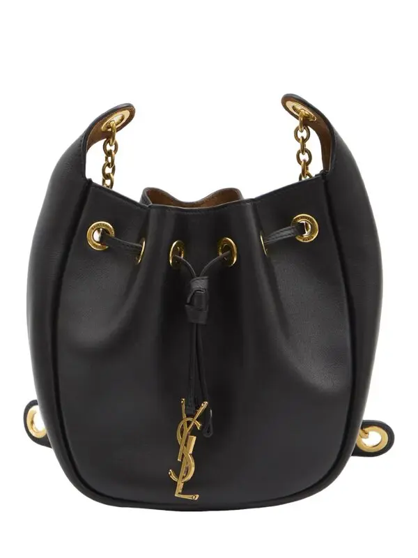 Saint Laurent Cassandre Drawstring Shoulder Bag - Black