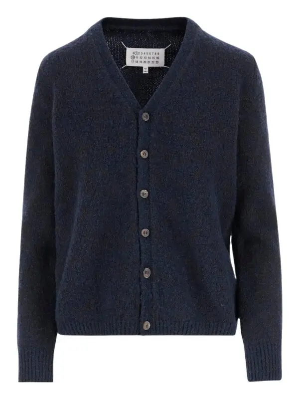 MAISON MARGIELA V-neck Knitted Cardigan - Navy Blue