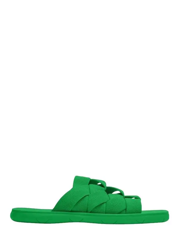 Bottega Veneta Intriccio Knitted Elastic Sliders - Green