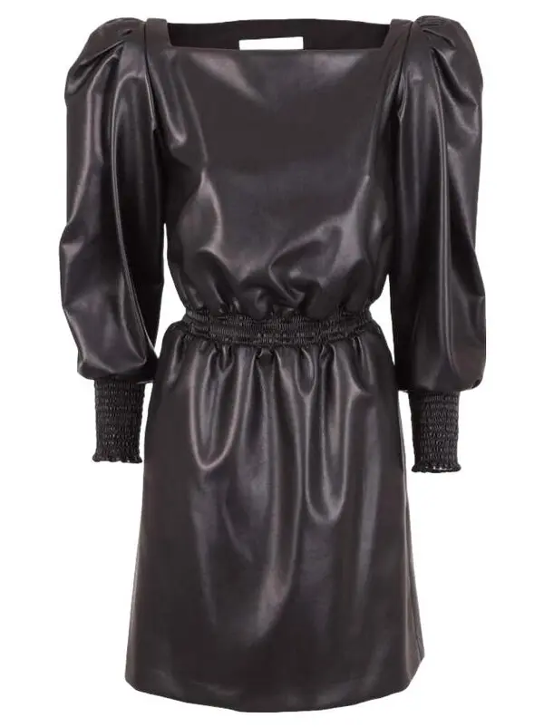 Philosophy Di Lorenzo Serafini Faux-leather Mini Dress With Square Neckline - Black