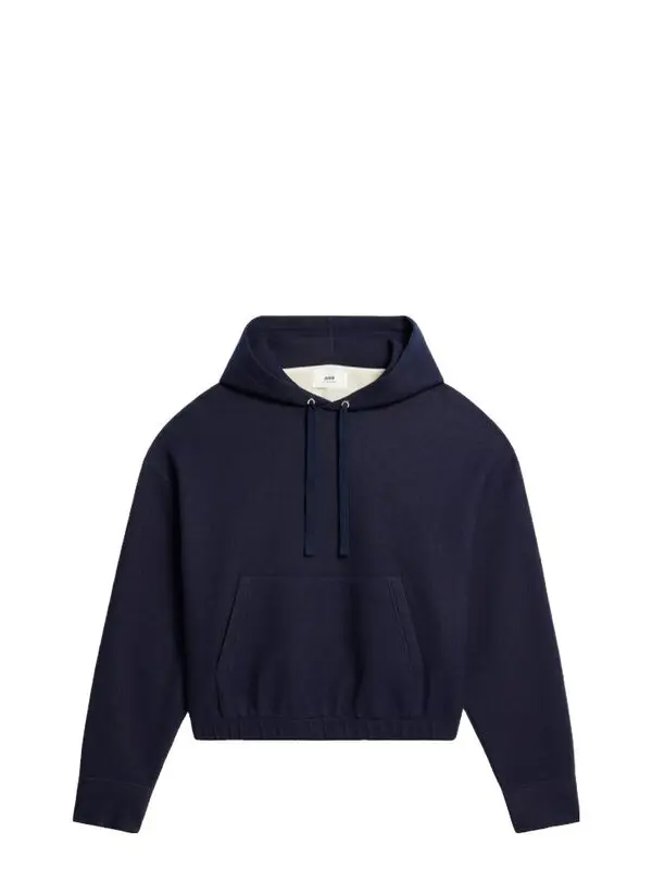 Ami Drop Shoulder Drawstring Hoodie - Black