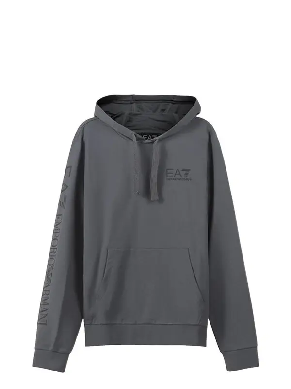 EA7 Long-sleeved Hooded Sweater With Logo Detail - Black
