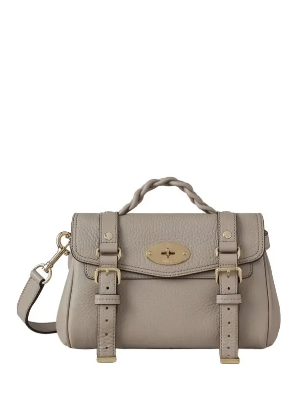 Mulberry Mini Alexa Braided-handle Tote Bag - Cashmere Taupe Heavy Grain