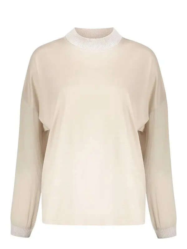 Herno Ribbed Trim Crew-neck Top - Nude