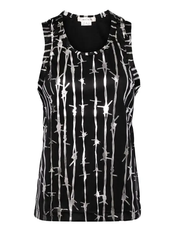 Comme Des Garçons Sleeveless Crew Neck Vest - Black/silver