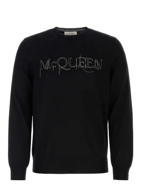 Alexander McQueen Logo Embellished Crewneck Jumper - Black
