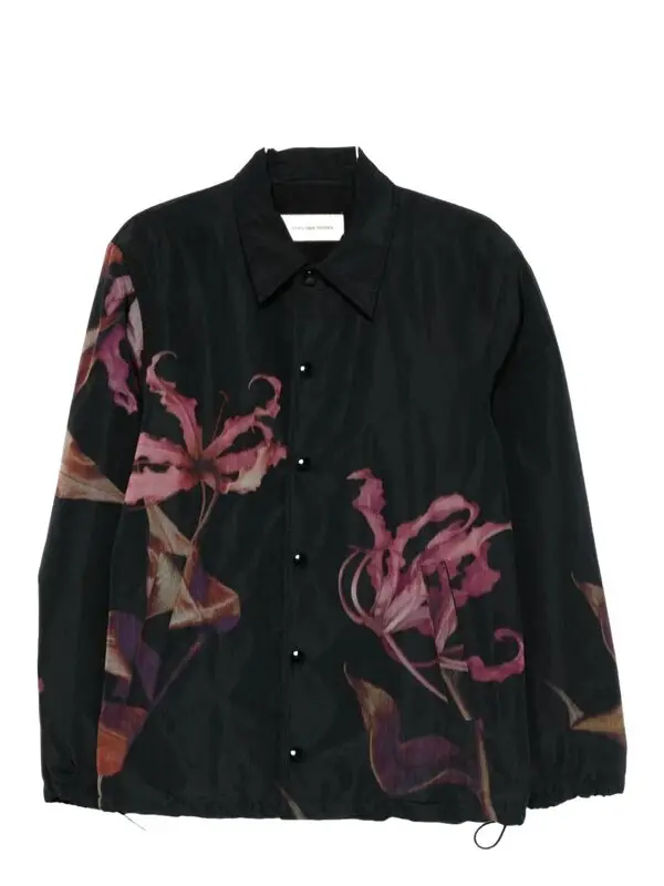 Dries Van Noten Graphic Long Sleeve Jacket - Black