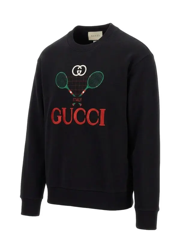 Gucci Oversized Tennis Embroidery Sweatshirt - Black