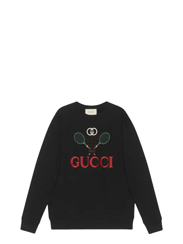 Gucci Oversized Tennis Embroidery Sweatshirt - Black
