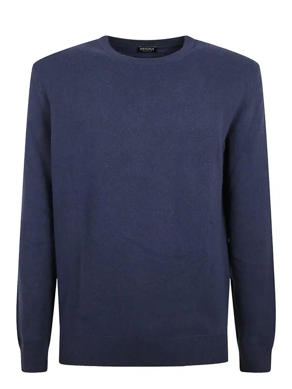 Zegna Crew Neck Long Sleeve Sweater - Blue